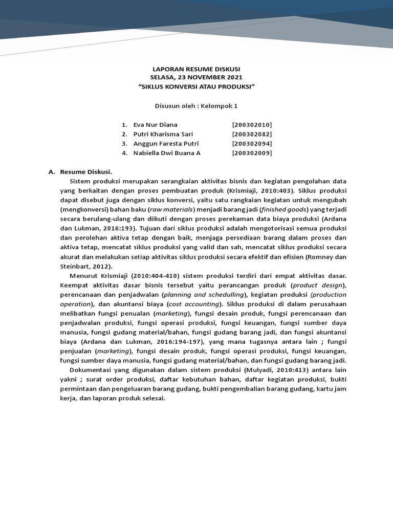 Resume Dan Laporan Diskusi Materi Siklus Produksi Atau Konversi ...