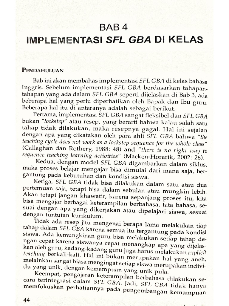 Implementasi SFL GBA Di Kelas PDF | PDF