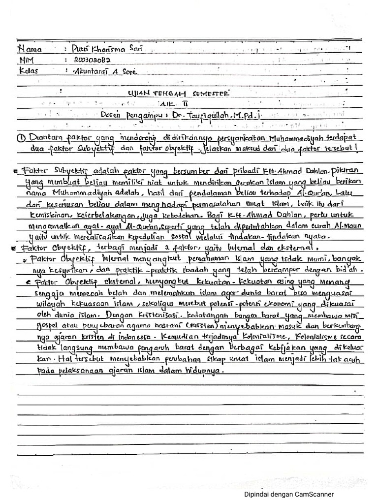 UTS AIK II (Putri Kharisma Sari) | PDF