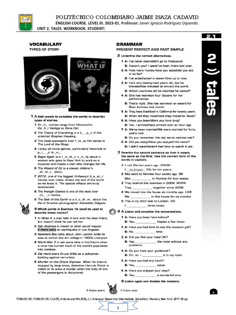 Unit 2 Workbook: Tales | PDF