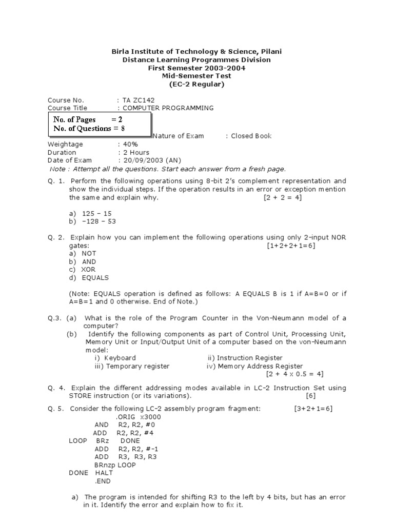 Birla Institute of Technology | PDF | Computers
