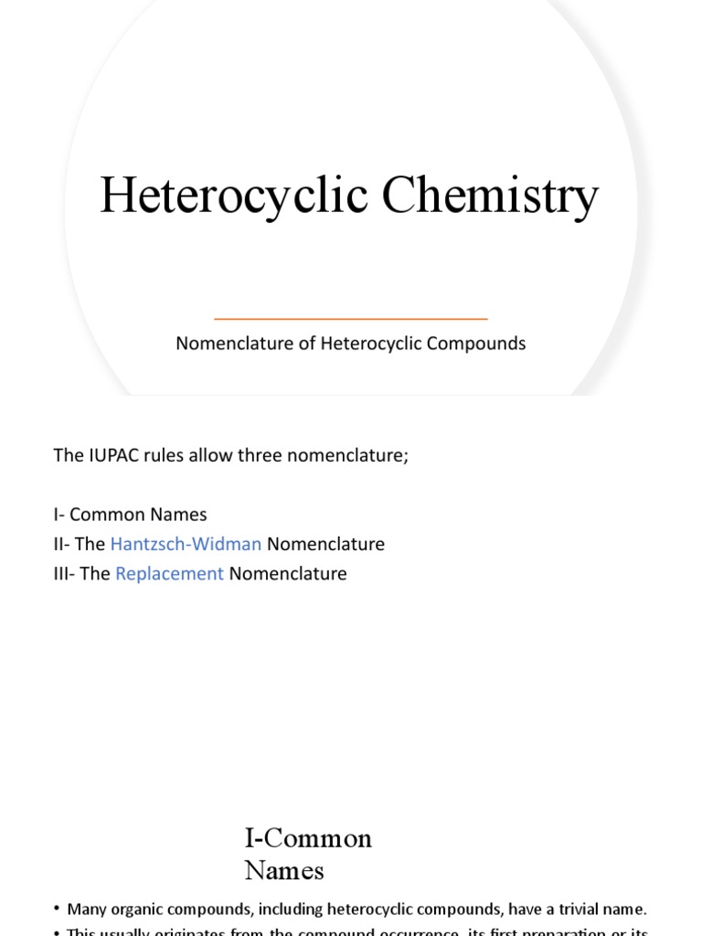 Nomenclature of Heterocyclic Compounds | PDF