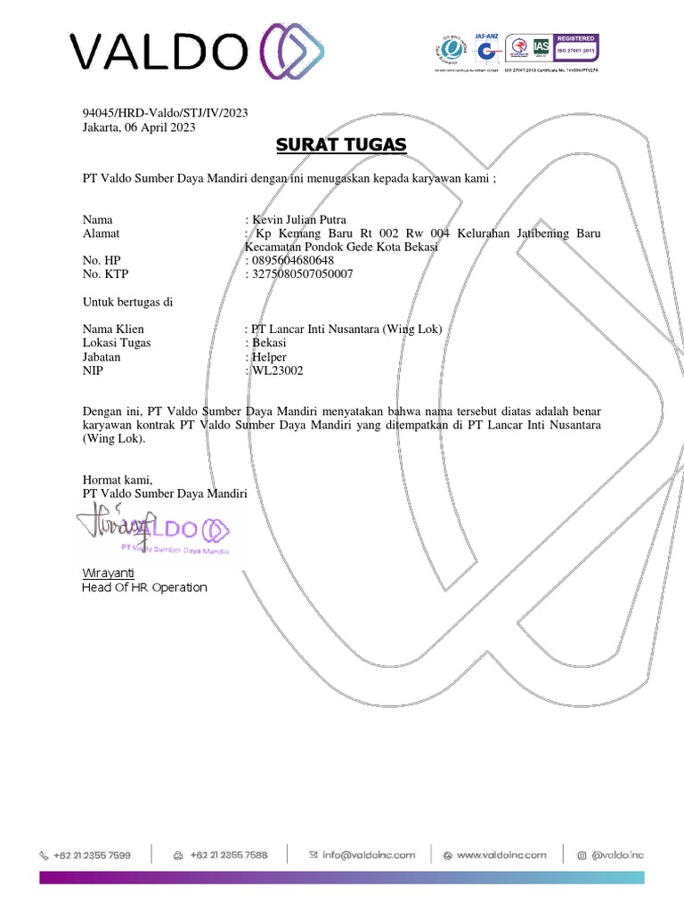 S. TUGAS - LOGO VALDO VSDM New 2023 Kevin Julian | PDF