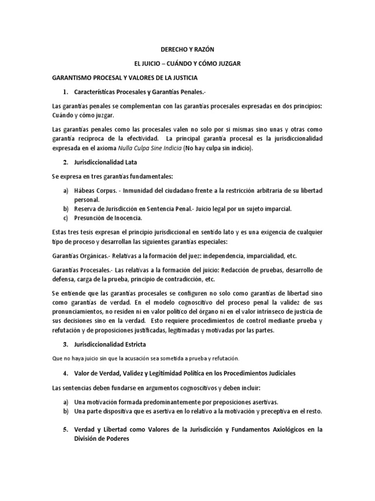 Resumen Derecho y Razón | PDF | Debido al proceso | Derecho penal