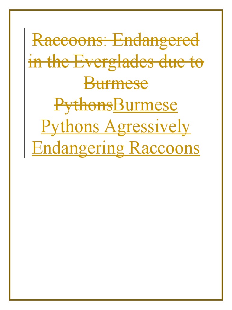 Burmese Pythons Agressively Endangering Raccoons | PDF | Everglades ...