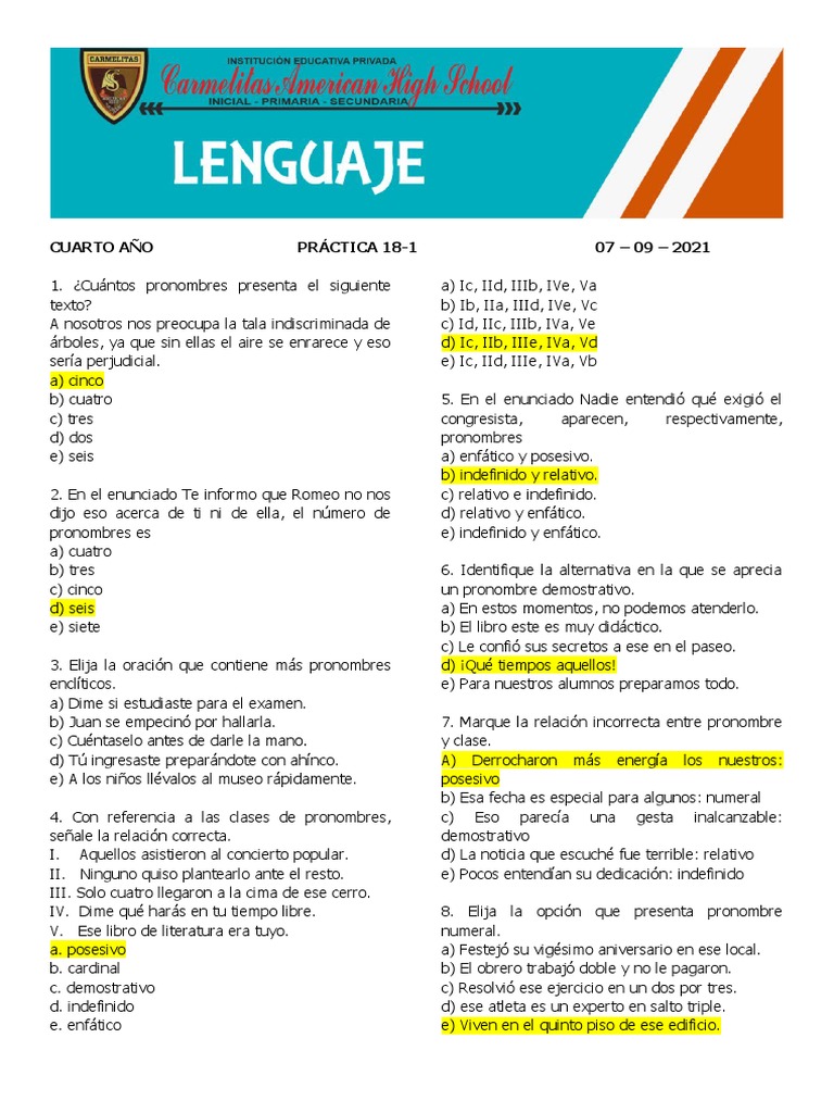 Pract. Leng. 4° Clase 18-1 | PDF