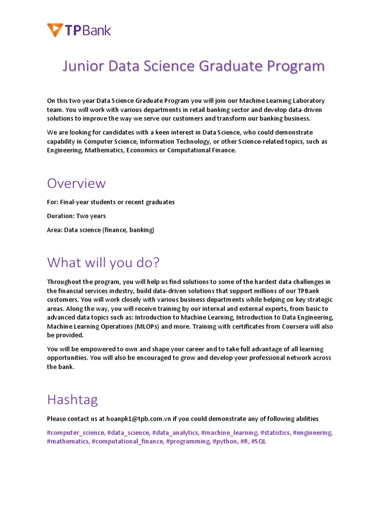 Junior Data Science Graduate Program Pdf