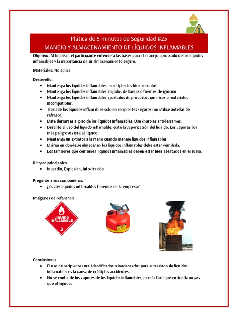 Platica de 5 Minutos 25 LÍQUIDOS INFLAMABLES | PDF Platica de 5 Minutos 25 LÍQUIDOS INFLAMABLES | PDF
