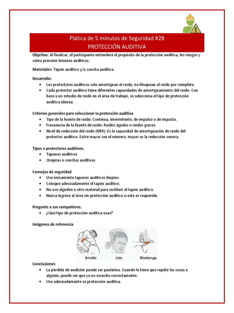 Charla de 5 Minutos: Protección Auditiva | PDF