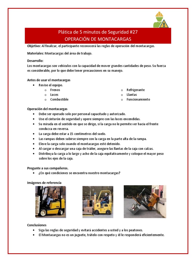 Platica de 5 Minutos 27 MONTACARGAS | PDF | Tecnología