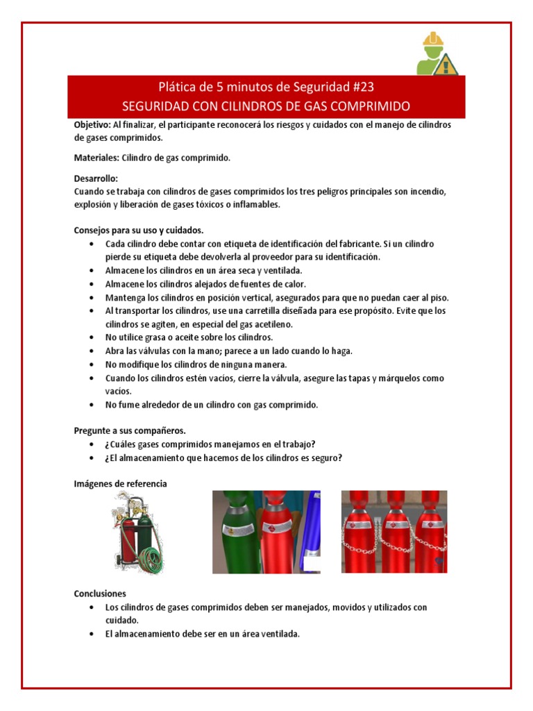 Platica de 5 Minutos 23 CILINDROS DE GAS COMPRIMIDO | PDF
