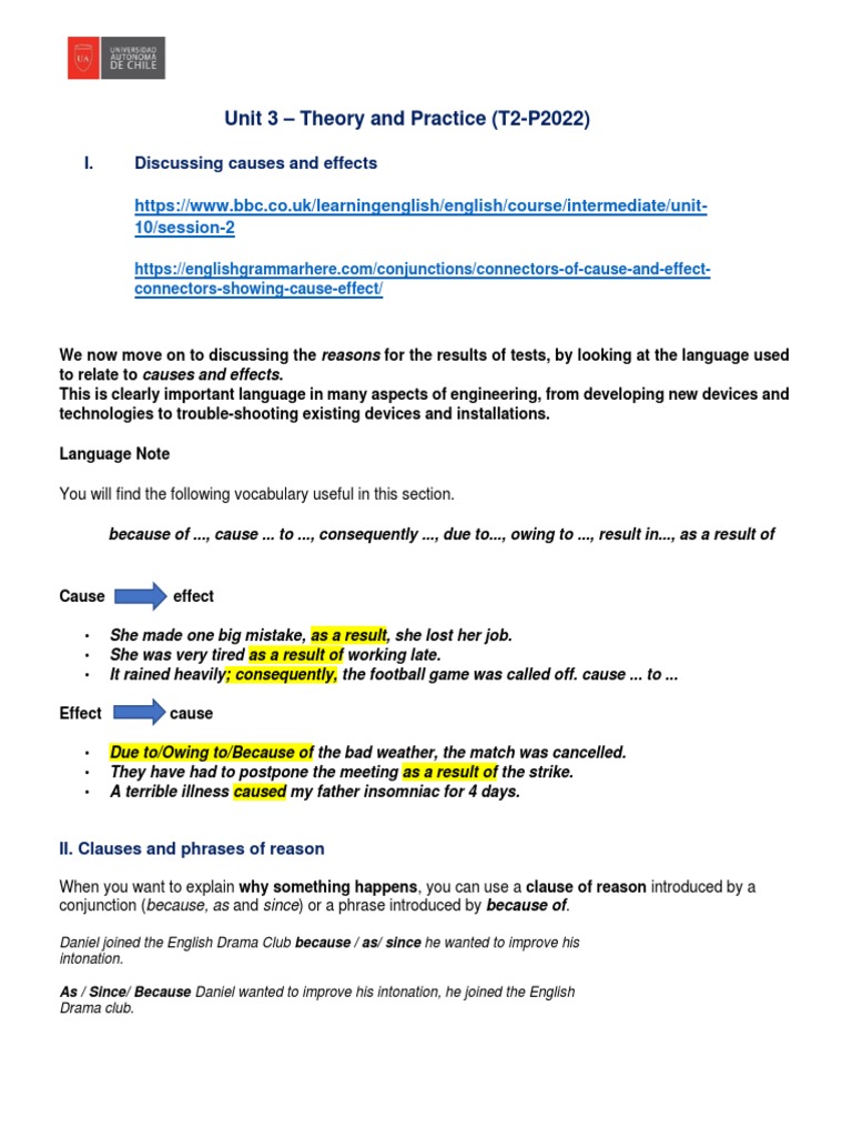 Cause and Effect (T2-P2022) | PDF | Linguistics | Cognitive Science