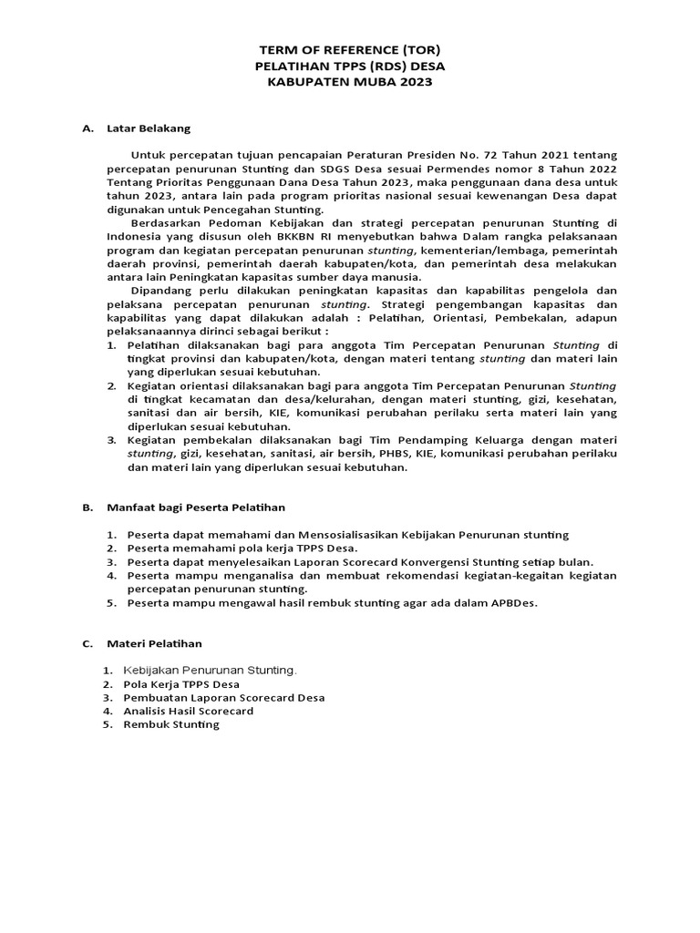 Pelatihan TPPS Desa Muba 2023 | PDF | Karier & Perkembangan | Bisnis