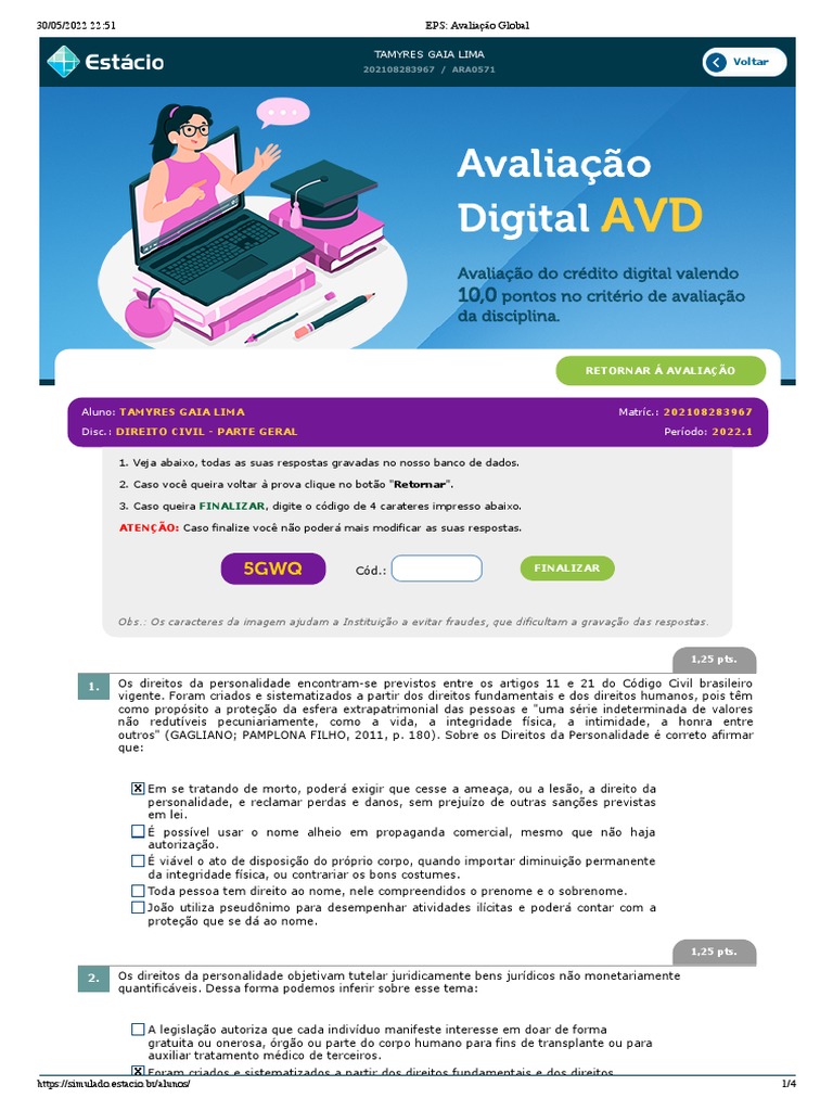 Avd - Direito Civil - Parte Geral PDF | PDF
