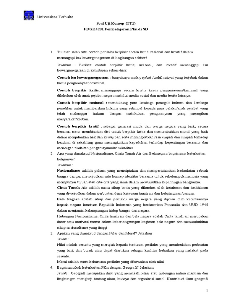 Soal TT1 | PDF | Sains & Matematika