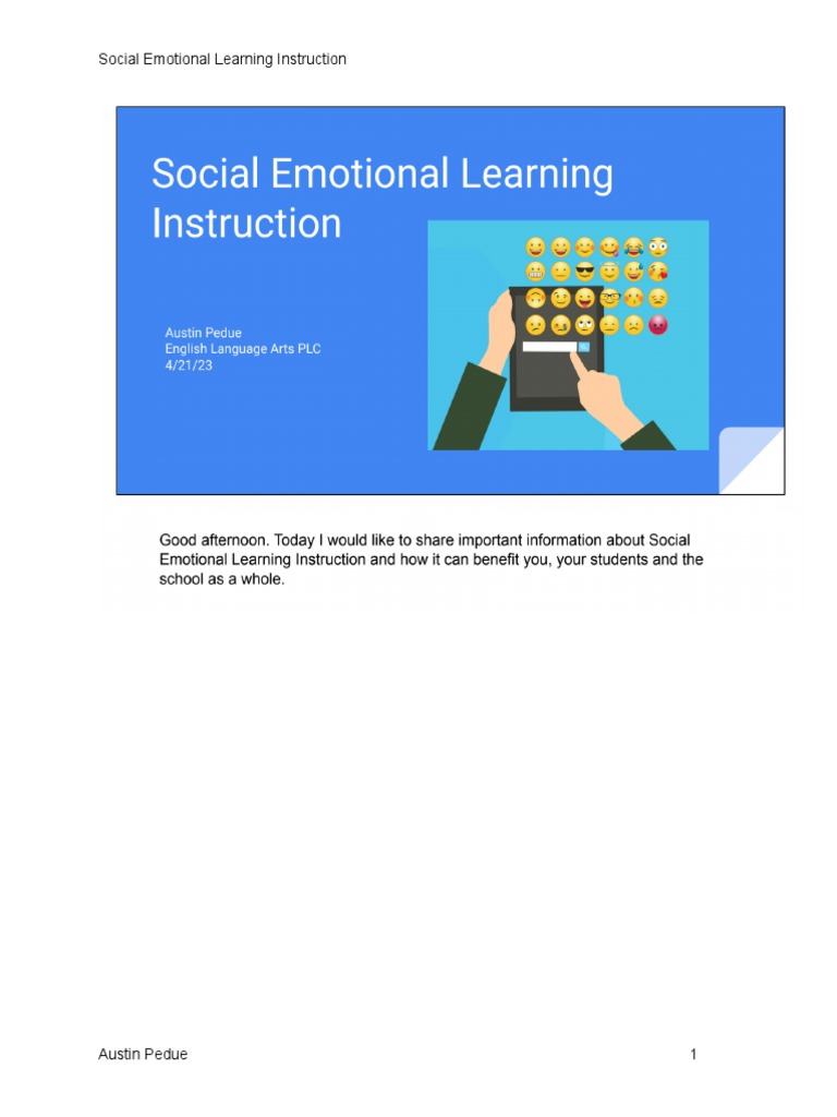 Social Emotional Learning Instruction Notes | PDF