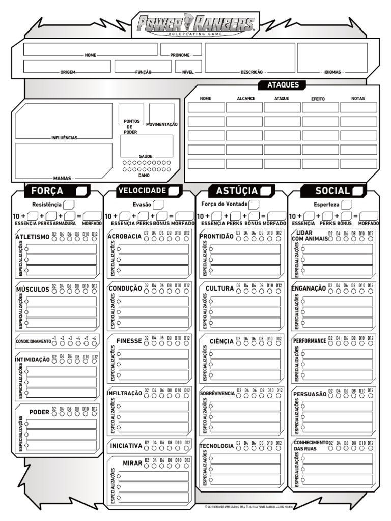 Ficha Base de Power Rangers RPG | PDF