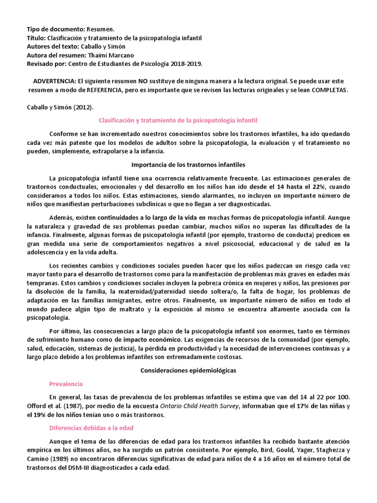 Caballo y Simón. Cap 1. Clasificación y Tratamiento de La ...