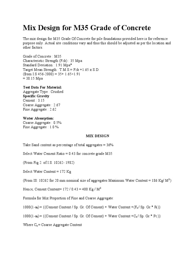 Mix Design | PDF | Concrete | Cement