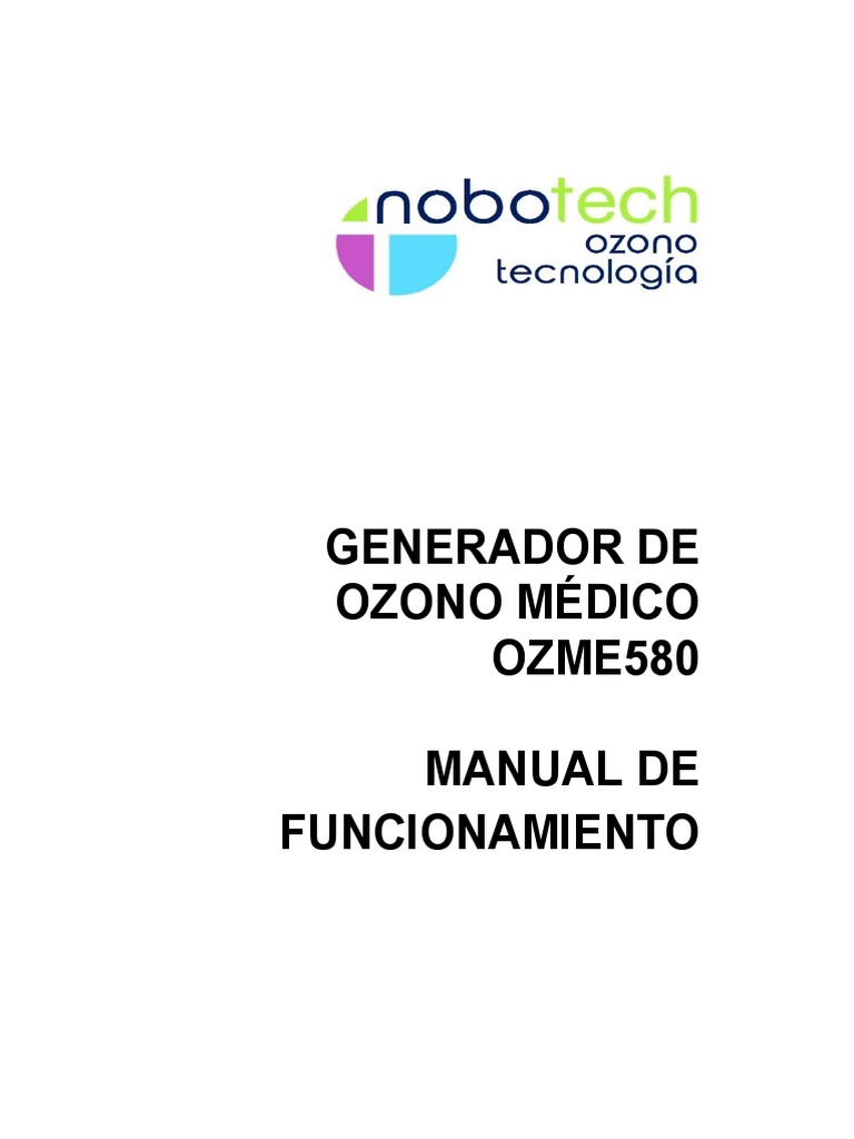 MANUAL LIBRO FUNCIONAMIENTO OZMEV580 Rev | PDF | Oxígeno | Ozono