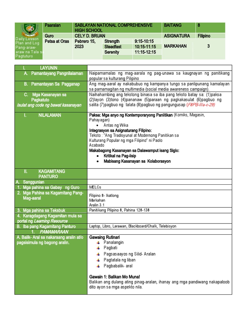 Modyul 1 - Lesson Plan | PDF
