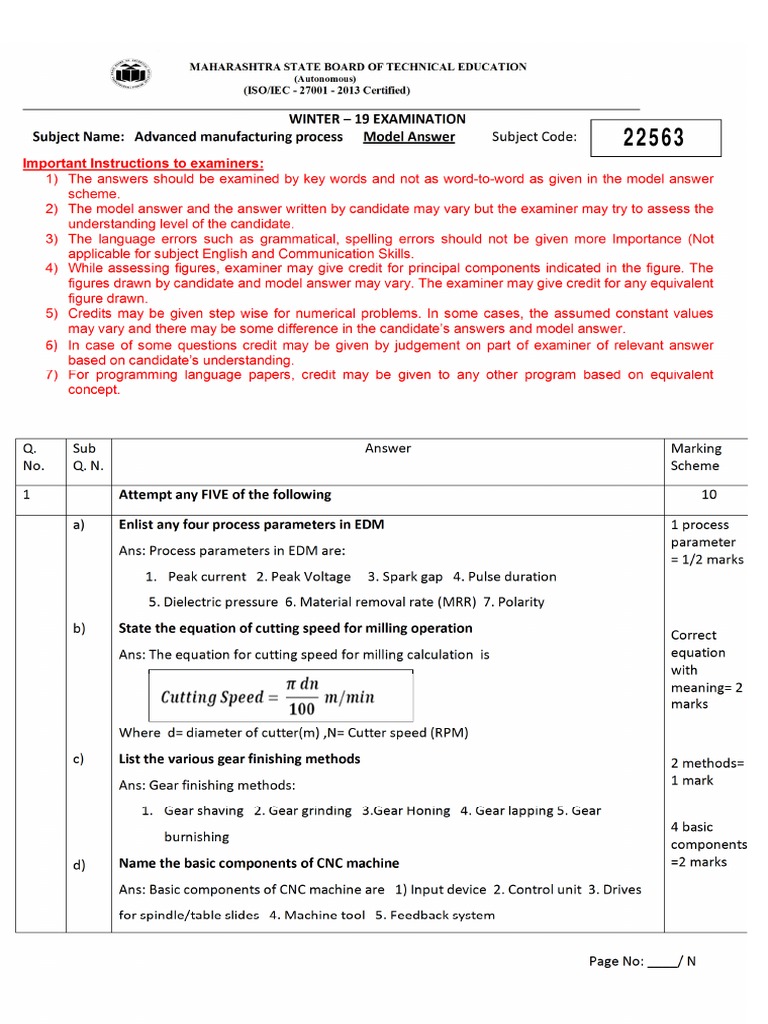 AMP Winter-Model-Answer-Paper (Msbte Study Resources) | PDF | Gear ...