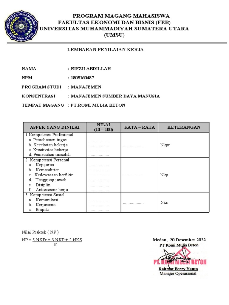 agenda magang ismail sb.docx | PDF