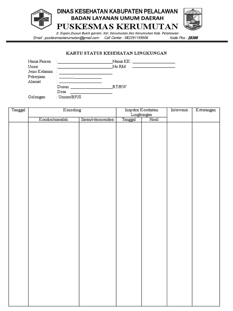 LEMBAR STATUS KESEHATAN LINGKUNGAN PASIEN | PDF