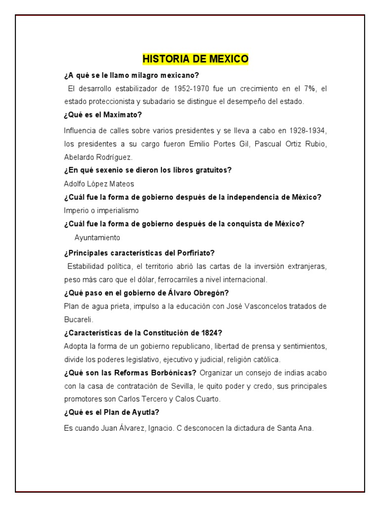 Historia De Mexico Pdf México Politica De Mexico