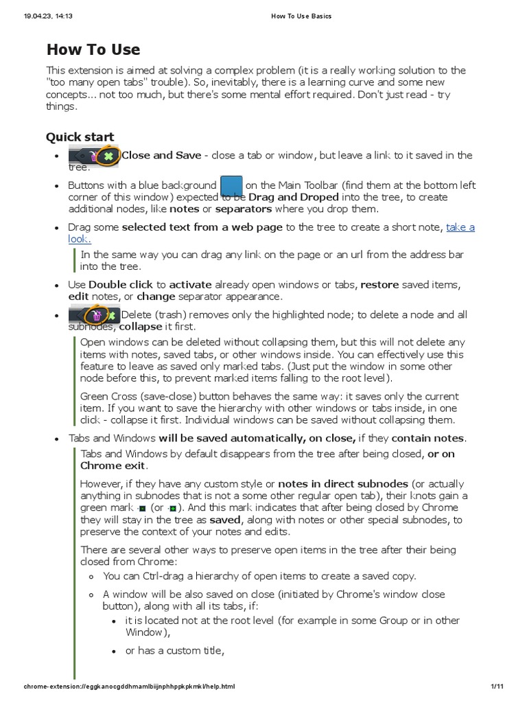 Tabs Outliner_How To Use Basics | PDF | Backup | Button (Computing)