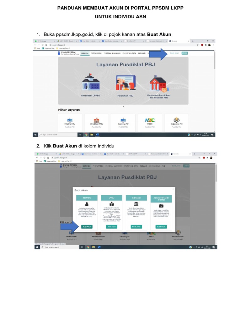 (Asn) Panduan Membuat Akun Di Portal PPSDM LKPP | PDF | Karier & Perkembangan
