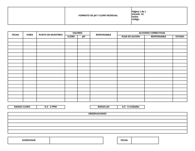 QC-FT-06 REGI DE PH Y CLORO RESIDUAL | PDF