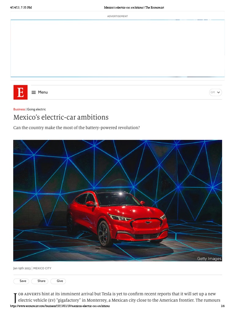 Mexico's Electric-Car Ambitions - The Economist | PDF | Electric Car | Electric Vehicle