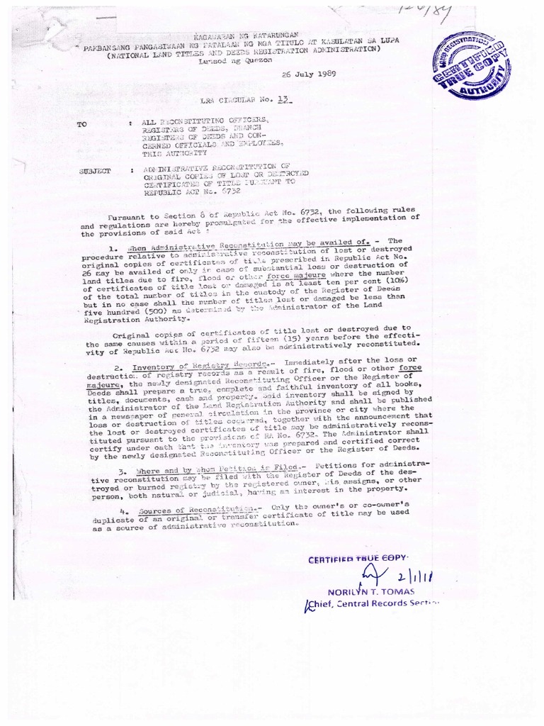 LRA Circular No 13 | PDF