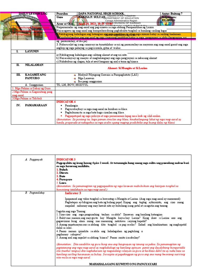 CO Q3 2023 - Filipino (Mangita at Larina) | PDF