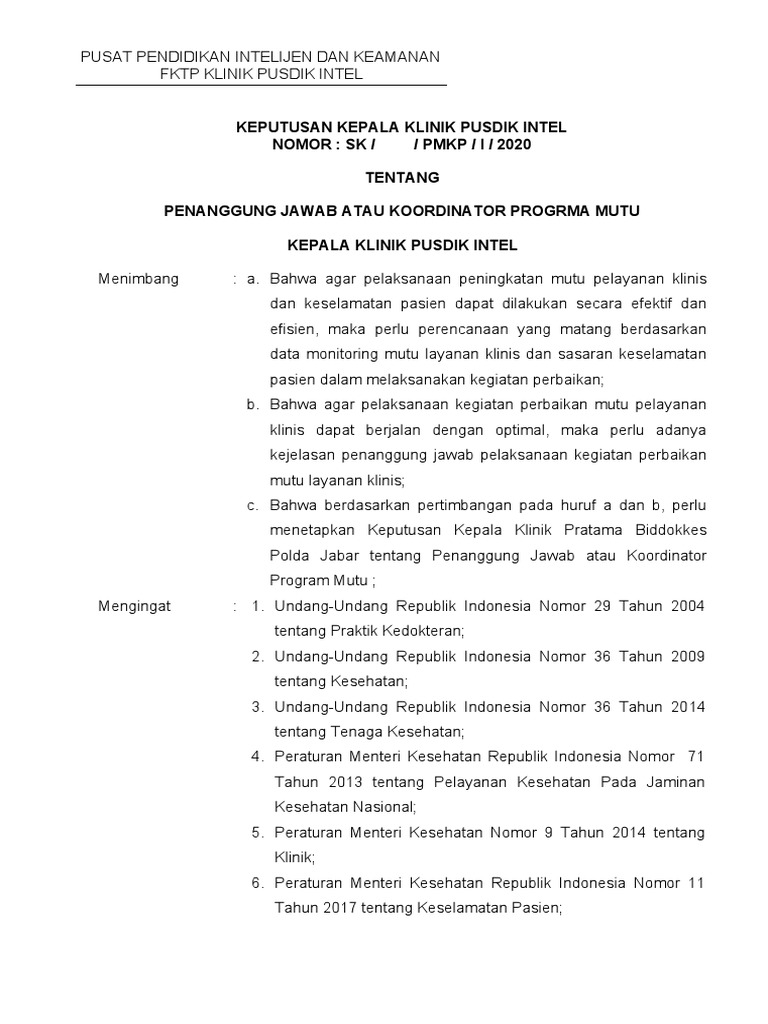 EP 1 - SK PJ Program Mutu | PDF