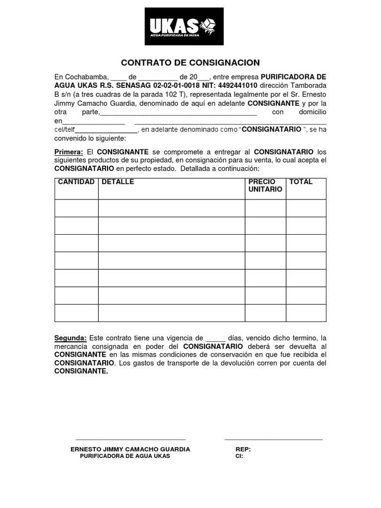 CONTRATO DE CONSIGNACION | PDF