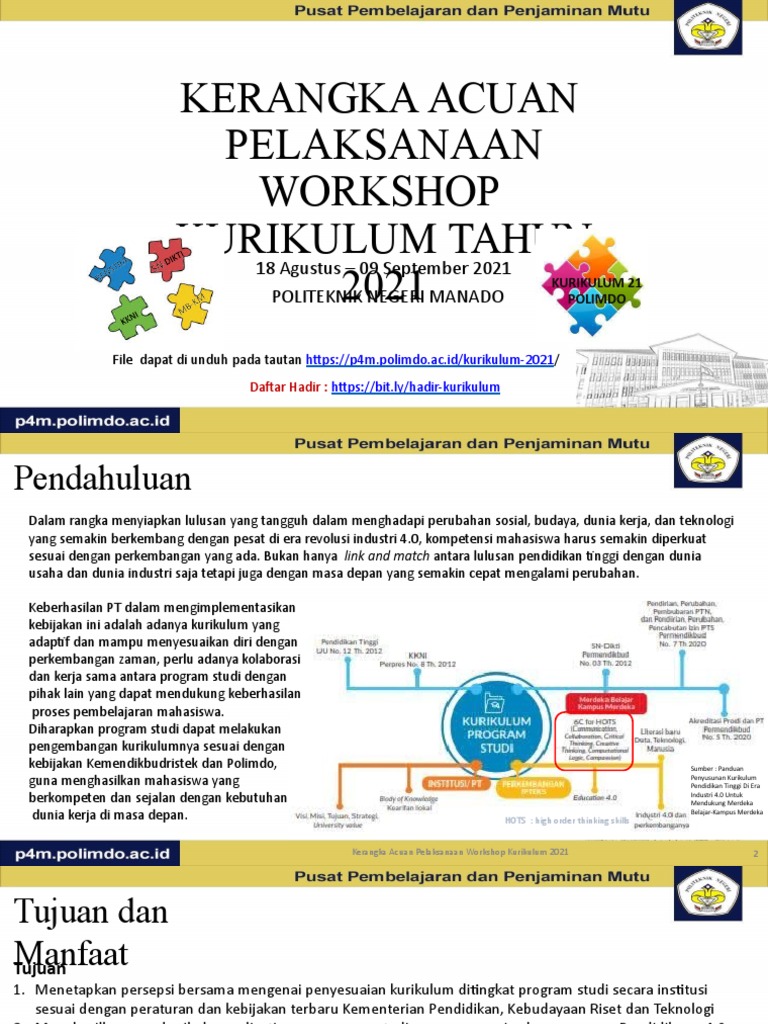 Kerangka Acuan Pelaksanaan Workshop | PDF