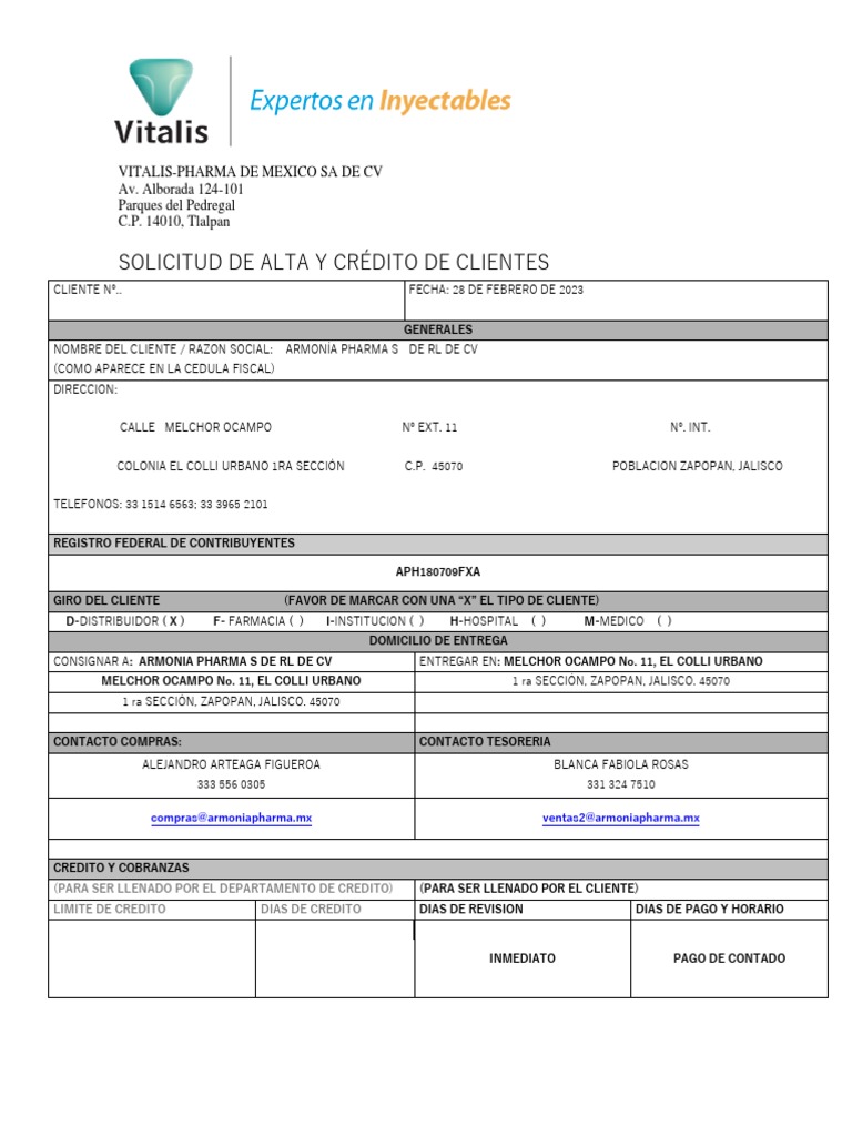 Formato Alta de Cliente PDF | PDF