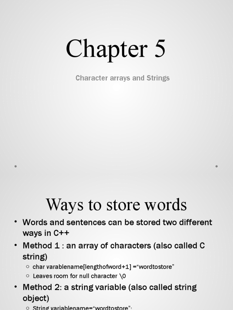 Chapter 5 Strings And Char Arrays Pdf String Computer Science Computer Engineering