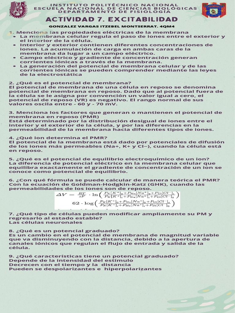 GONZALEZVARGAS ITZEBELMONTSERRAT Act7 | PDF | Potencial de acción | Potencial de membrana