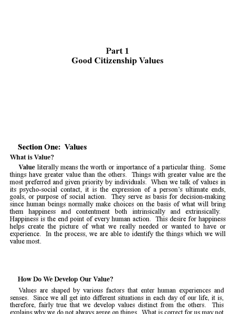 Key Values of Good Citizenship in CWTS | PDF | Justice | Crime & Violence