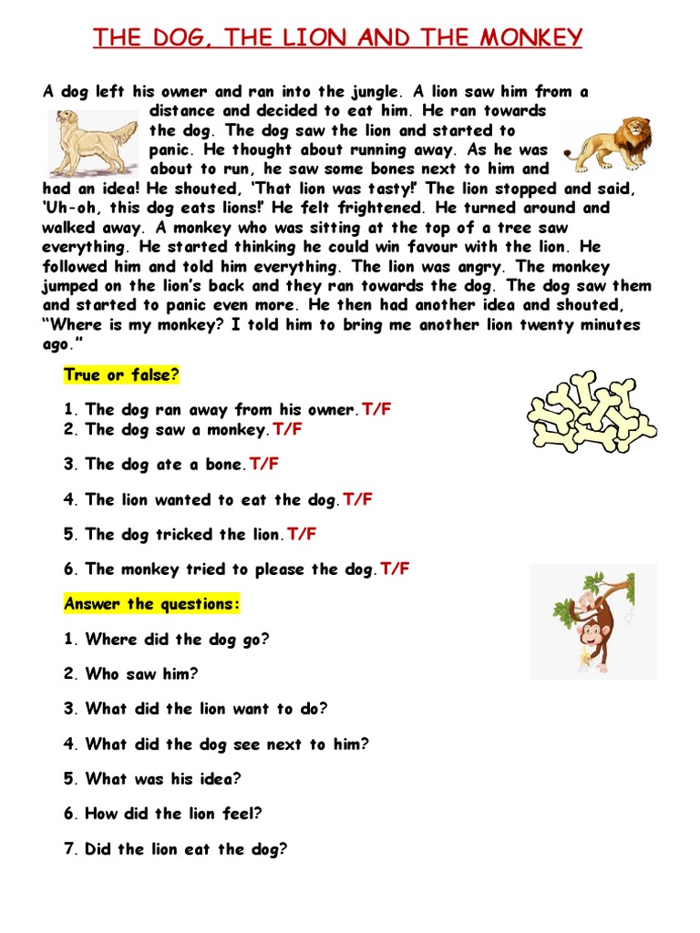 The Dog The Lion and The Monkey | PDF | Lion
