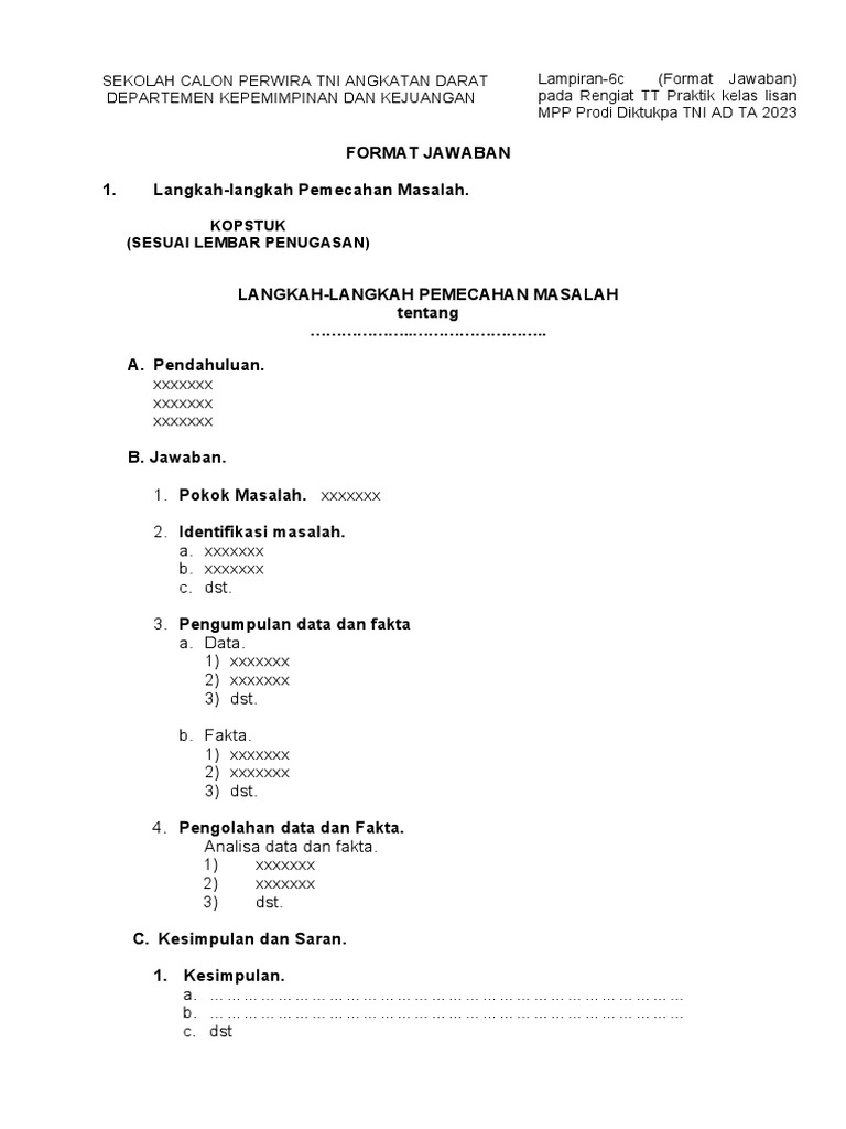 6c. Lampiran 3 Format Jawaban MPP Diktukpa TA 2023 | PDF