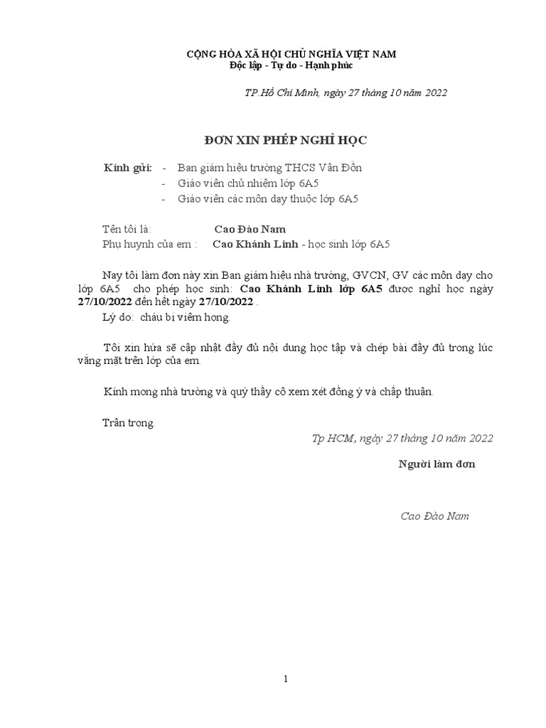 Don Xin Nghi Phep | PDF