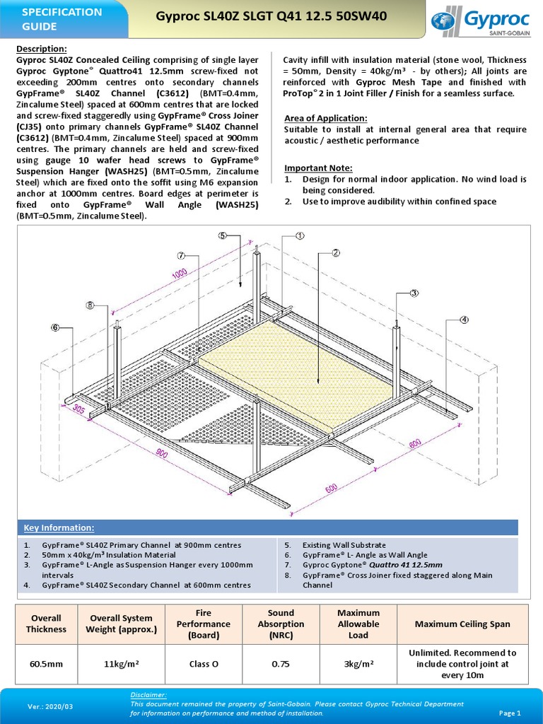 Gyproc SL40Z Quattro 41 Installation Guide | PDF | Drywall | Building ...