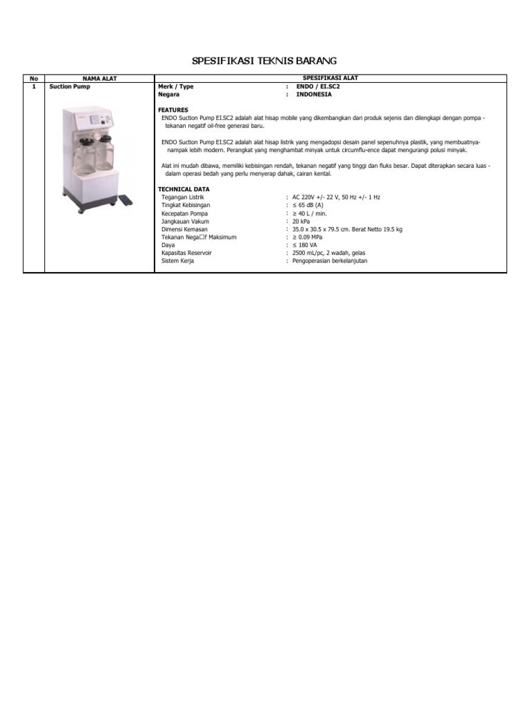 Spesifikasi ENDO EI - SC2 PDF | PDF