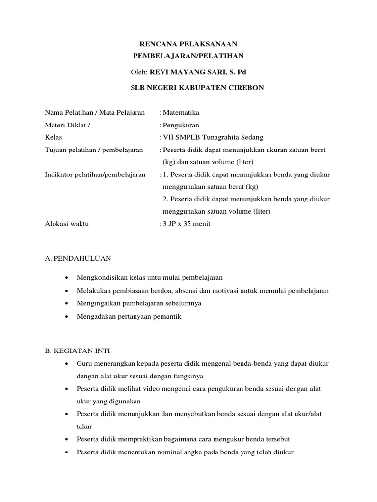 RPP Pengukuran Kelas 7 | PDF | Karier & Perkembangan | Seni