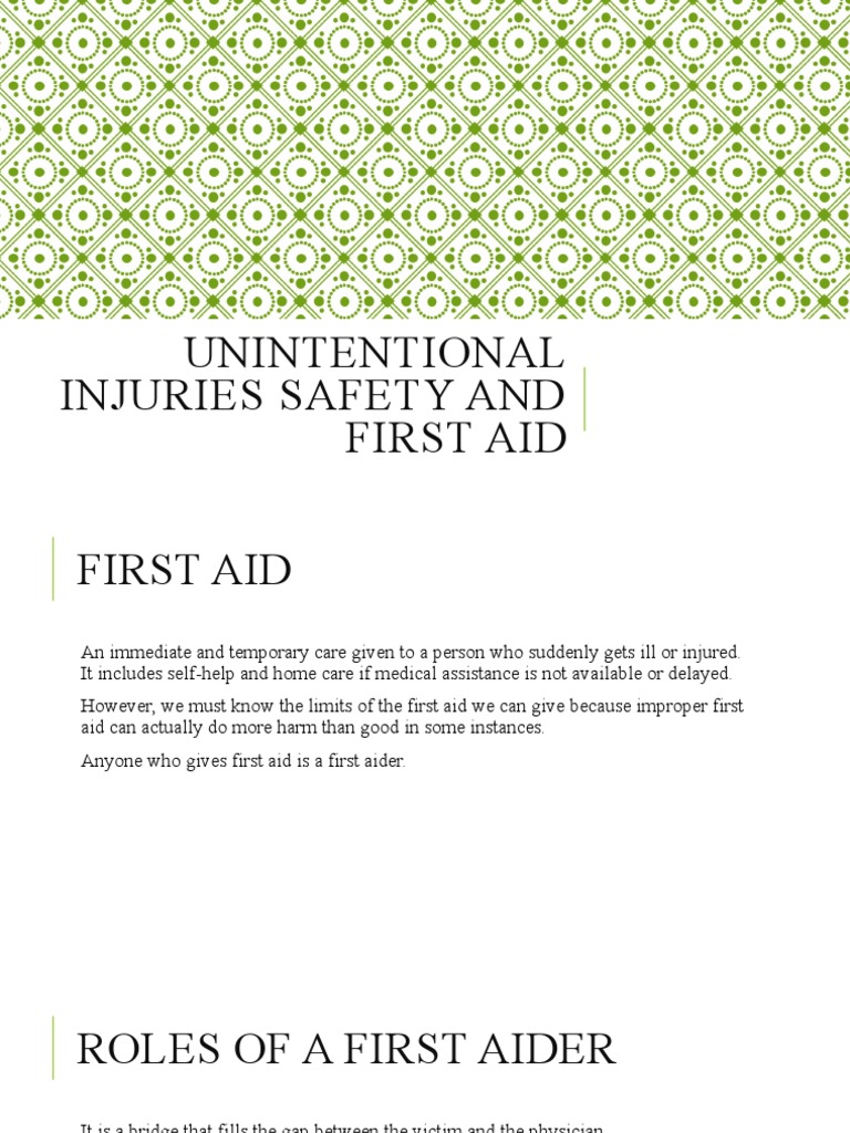 Unintentional Injuries Safety and First Aid | PDF | First Aid | Injury