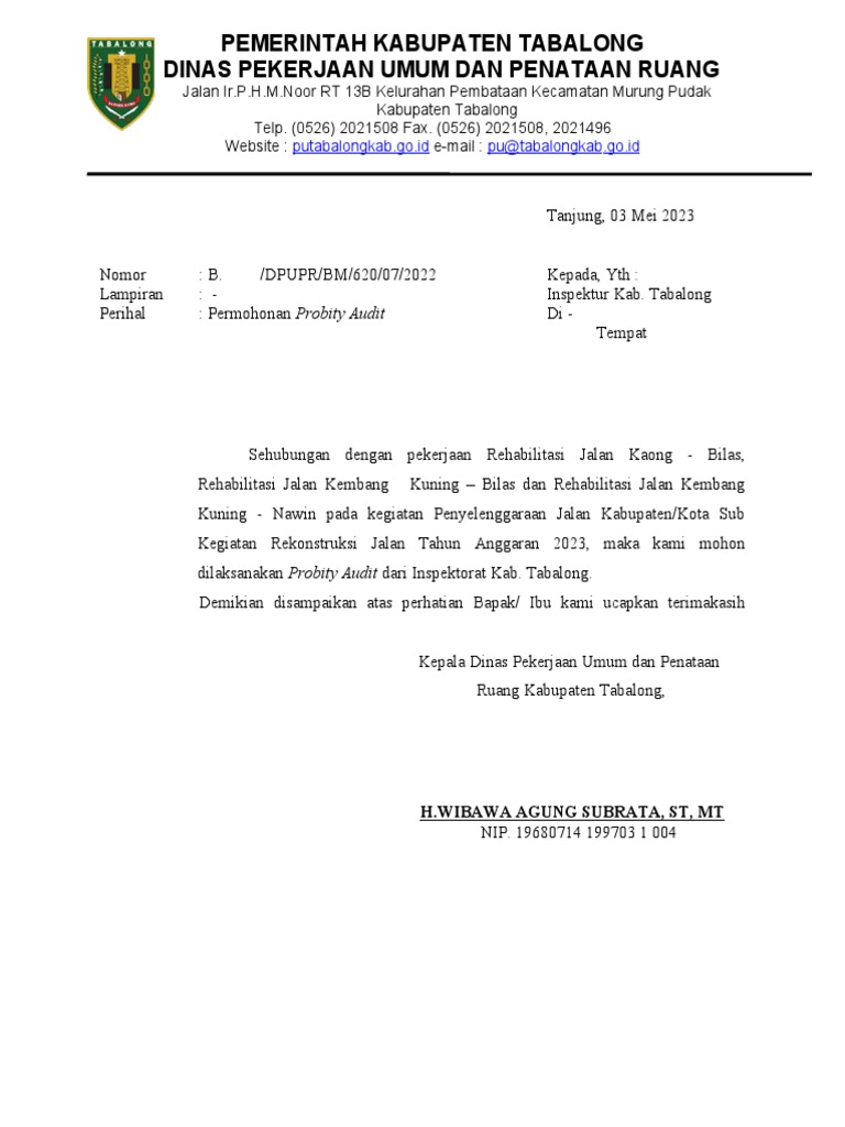 Permohonan Probity Audit | PDF